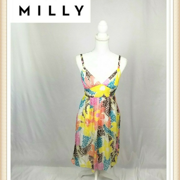 Milly | Dresses | Milly New York Colorful Spring Floral Ladies Dress Sz ...